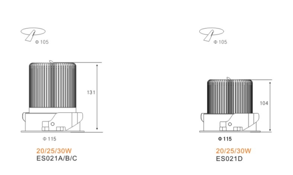 ES021A B C D LED Downlights